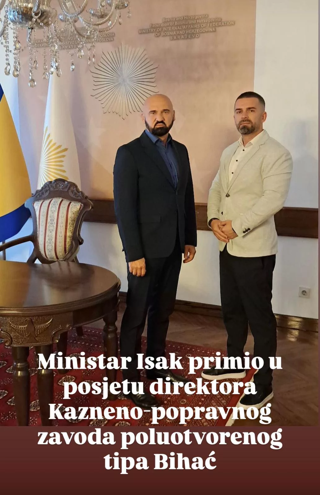 Ministar Isak primio u posjetu direktora Kazneno-popravnog zavoda ...