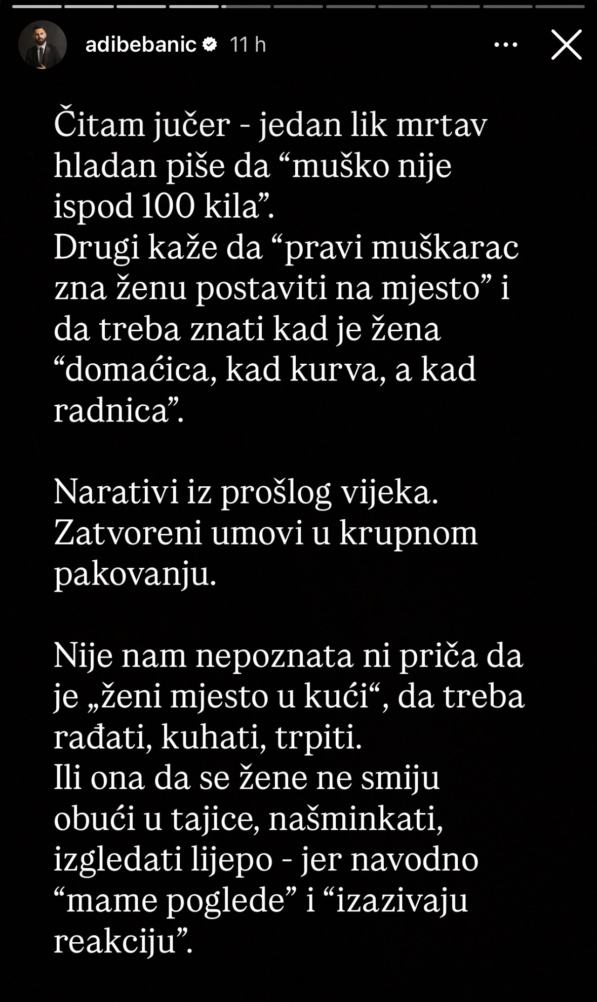 ADI BEBANIĆ POSLAO OŠTRU PORUKU “Zašto svojim bicepsom pritišćete ženu ...