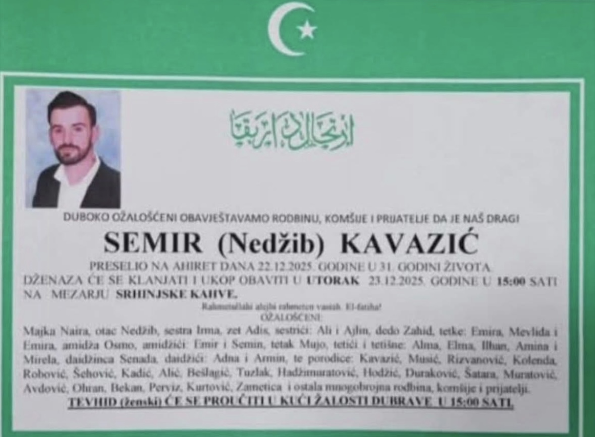 Poznat termin dženaze mladom Semiru Kavaziću (31) - Senzacija